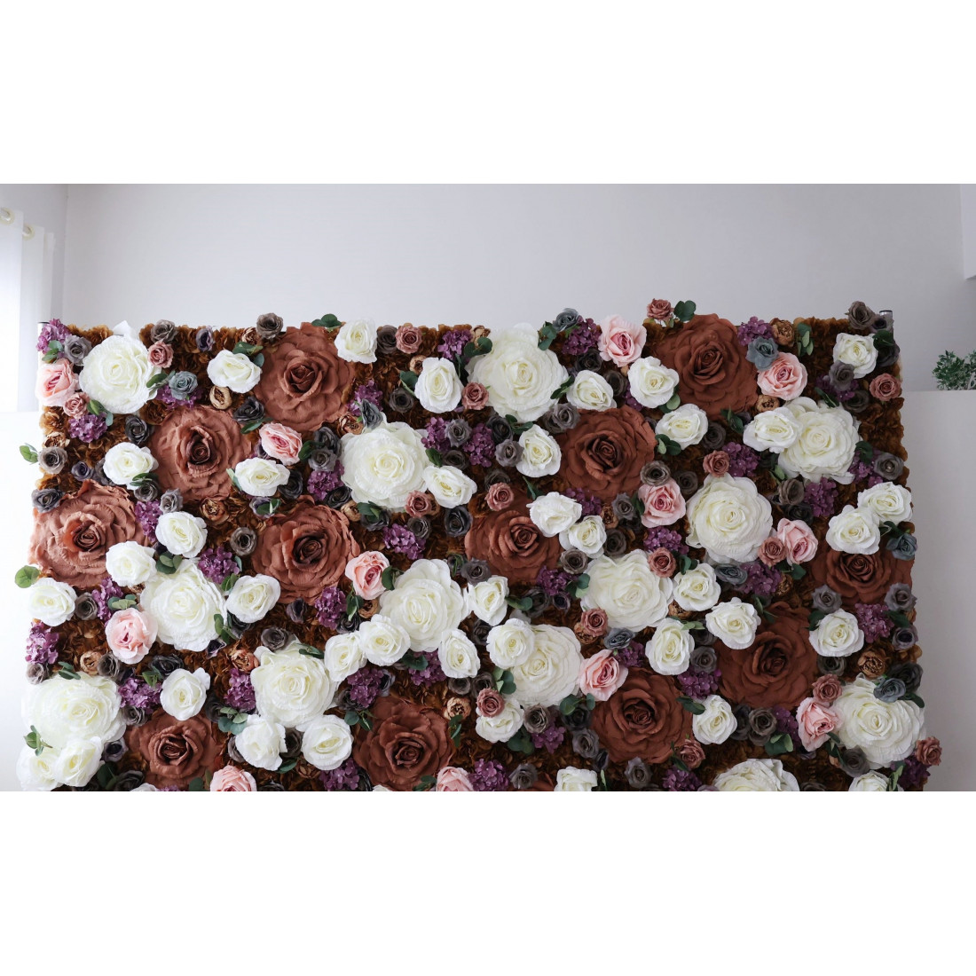 big brown and white rose cloth flower wall fabric rollin up reed pampas ...