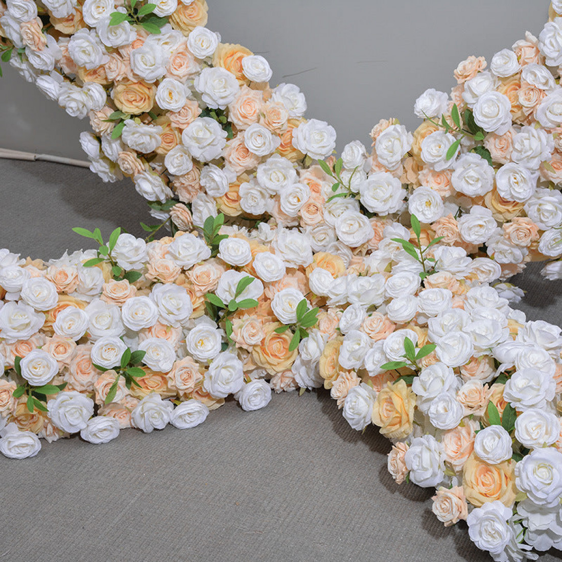 champagne and white roses heart shape, floral arch, wedding arch ...