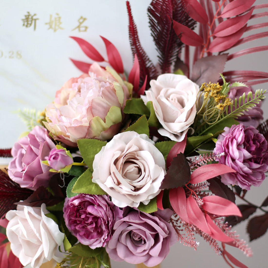 floral arrangement for signage, wedding welcome signage, shop open ...