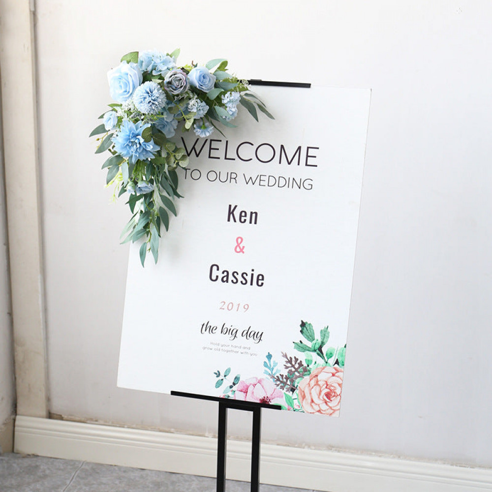 floral arrangement for signage, wedding welcome signage, shop open ...