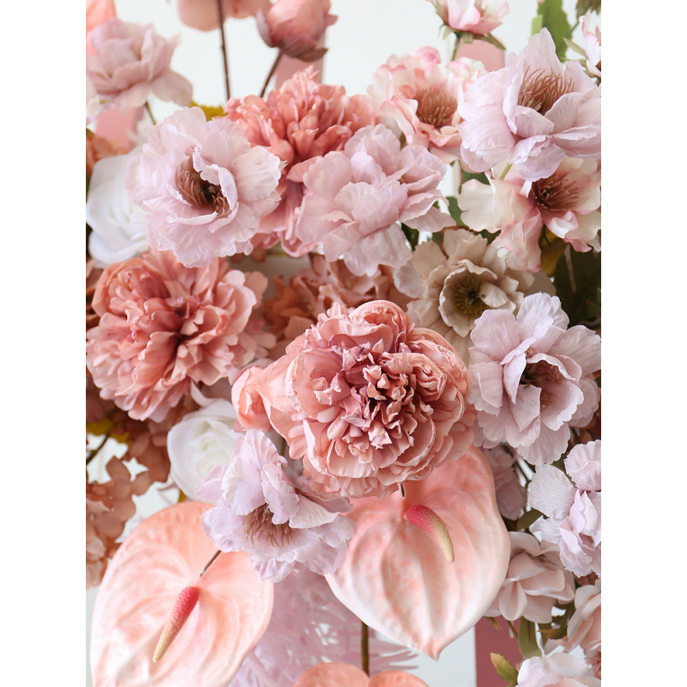 pink floral arrangement for signage, wedding welcome signage, shop open ...