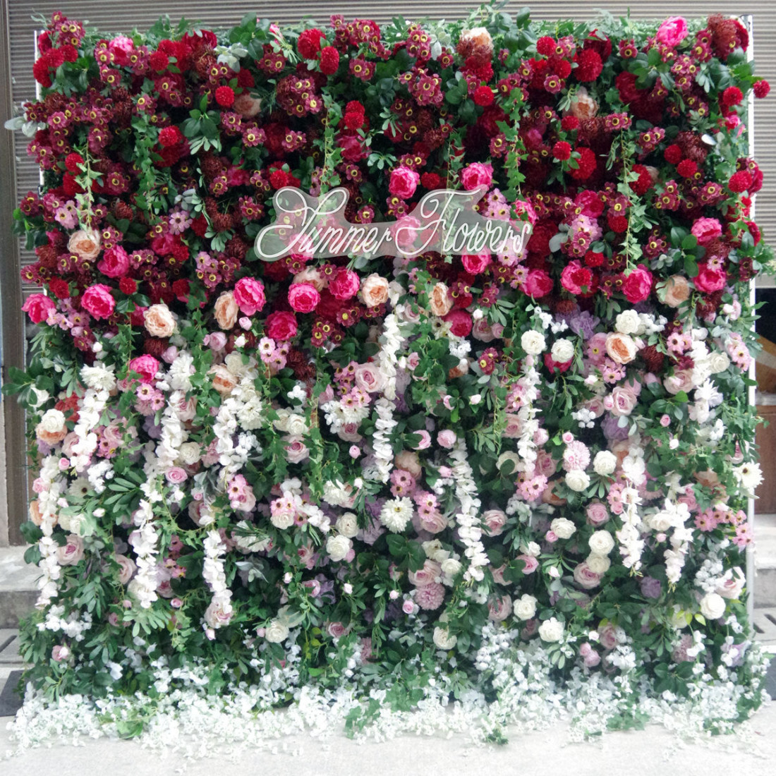luxury artificial rose flower wall roll up hanging fabric cloth mixed ...