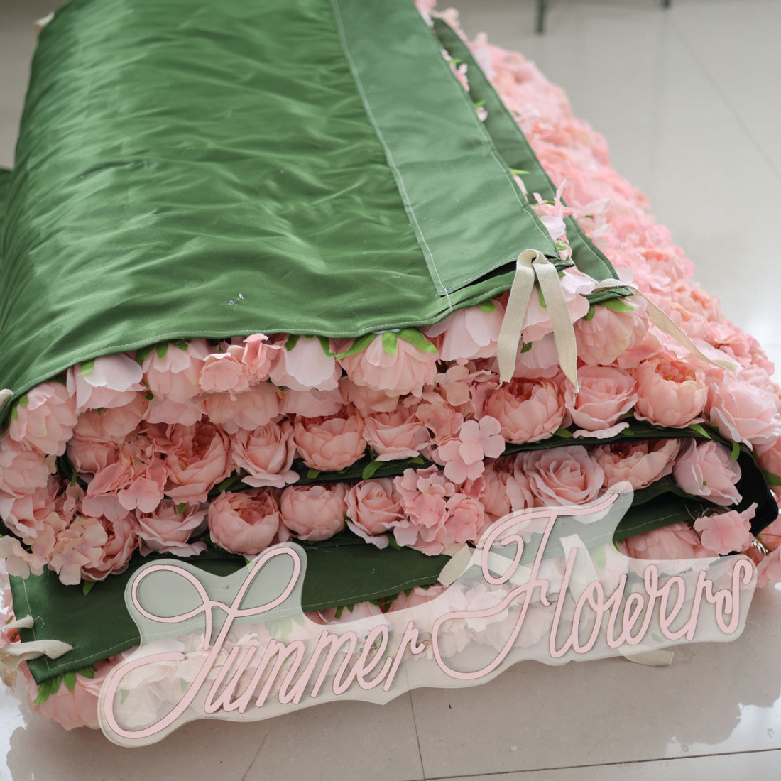 luxury light pink roses and pink roses 5d cloth flower wall wedding ...