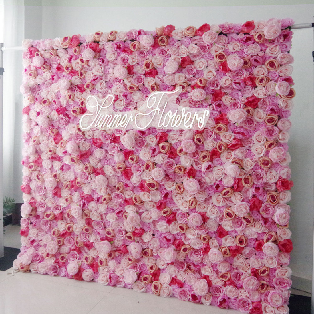 luxury light pink roses and pink roses 5d cloth flower wall wedding ...