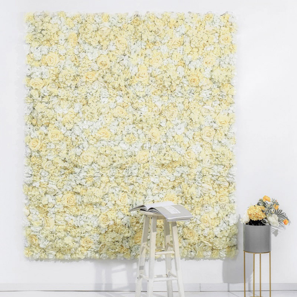 luxury yellow and white rose flowers wall, rose flowers backdrop - 10252