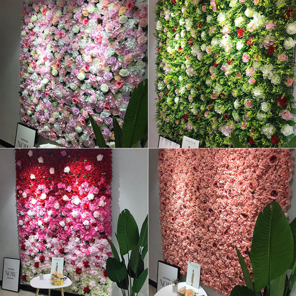pink and light brown rose flowers, artificial flower wall backdrop ...