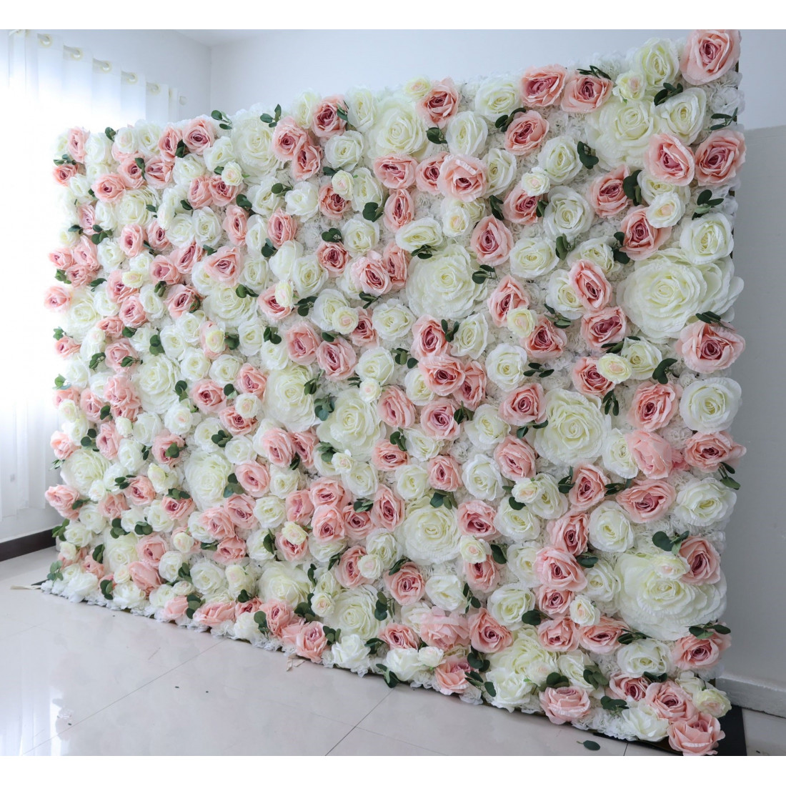 pink and white rose cloth flower wall fabric rollin up reed pampas ...