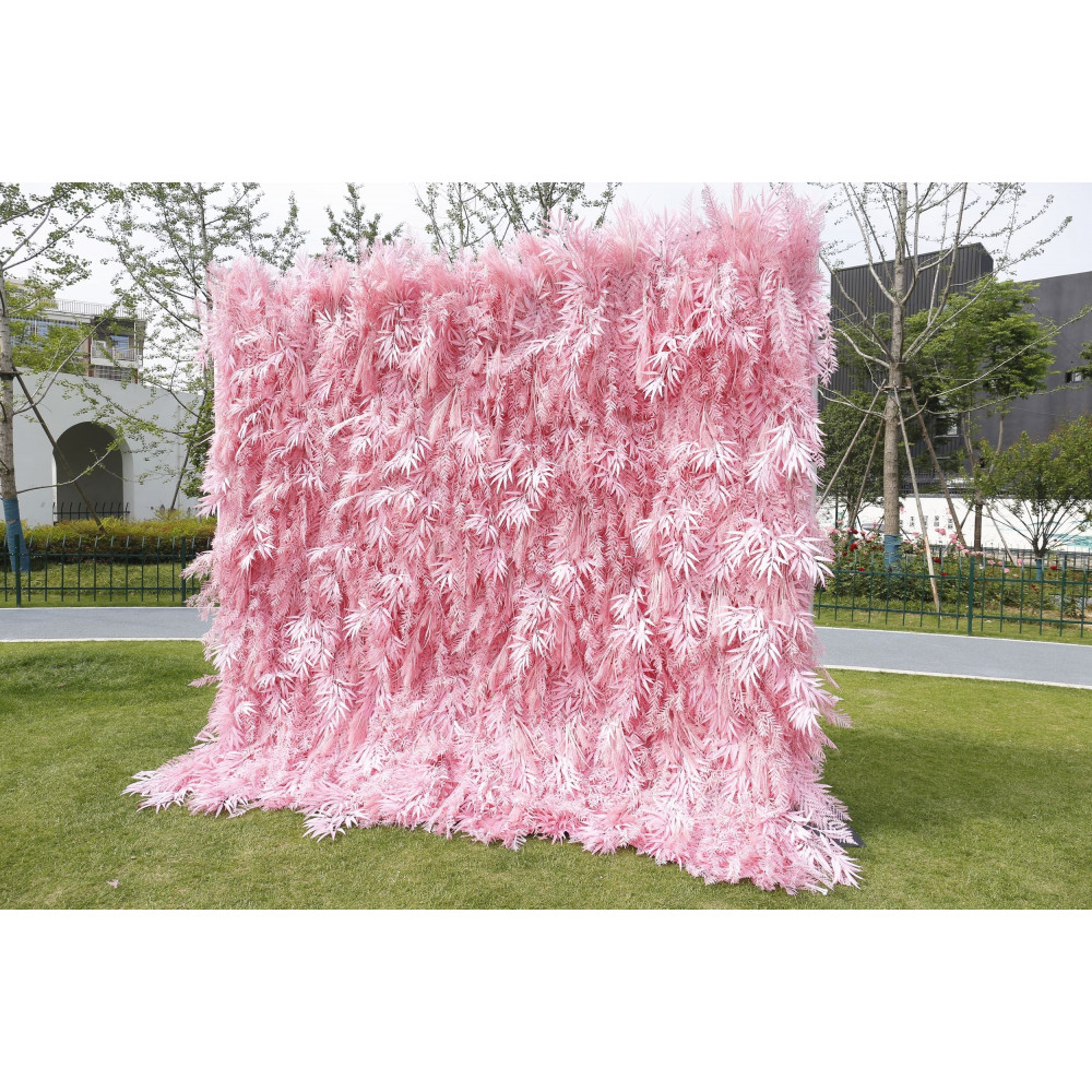 pink feather cloth roll up flower wall fabric hanging curtain plant ...