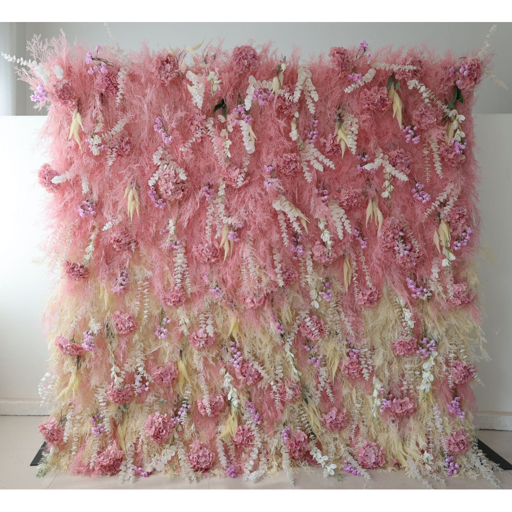 pink misty grass cloth flower wall fabric rollin up reed pampas grass ...