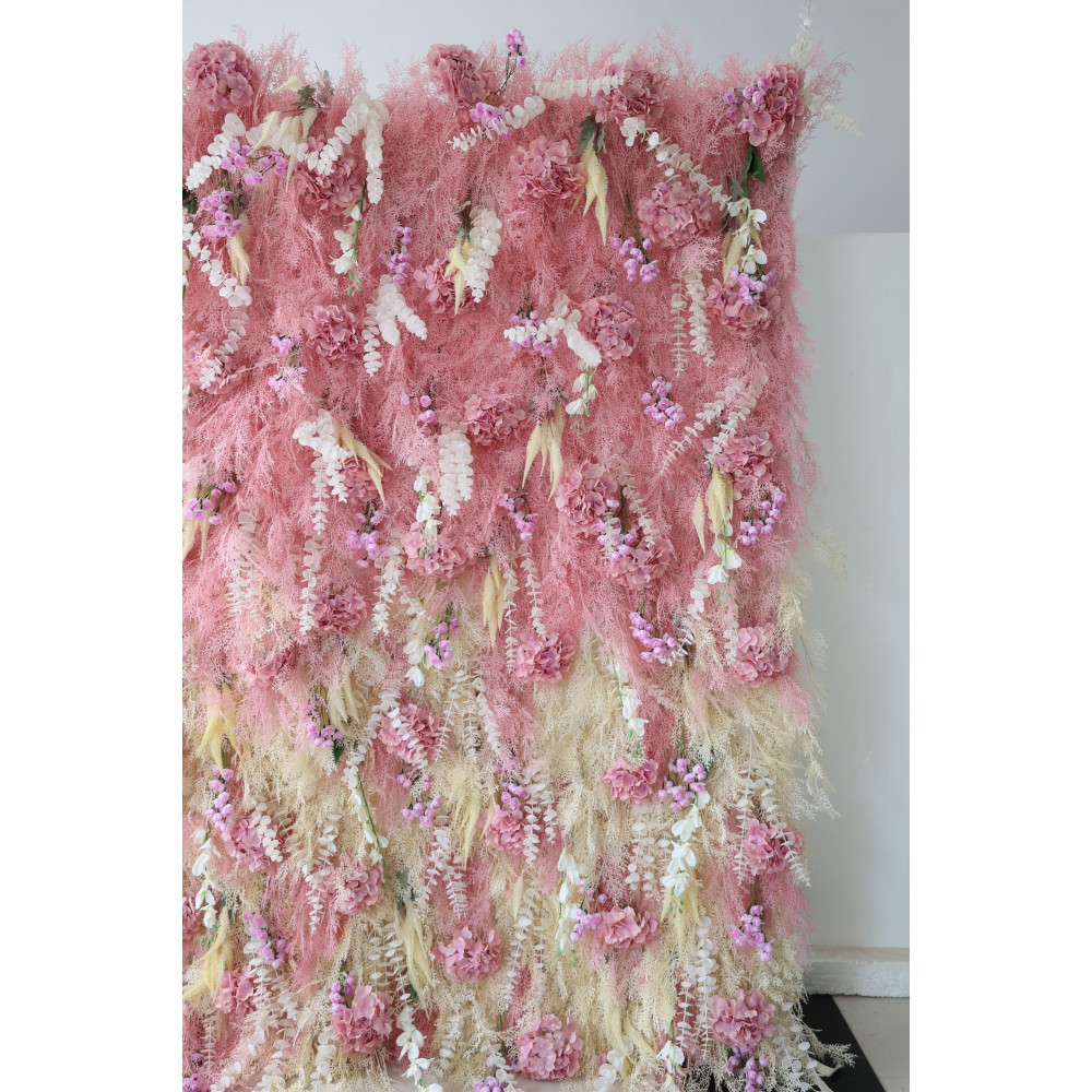 pink misty grass cloth flower wall fabric rollin up reed pampas grass ...