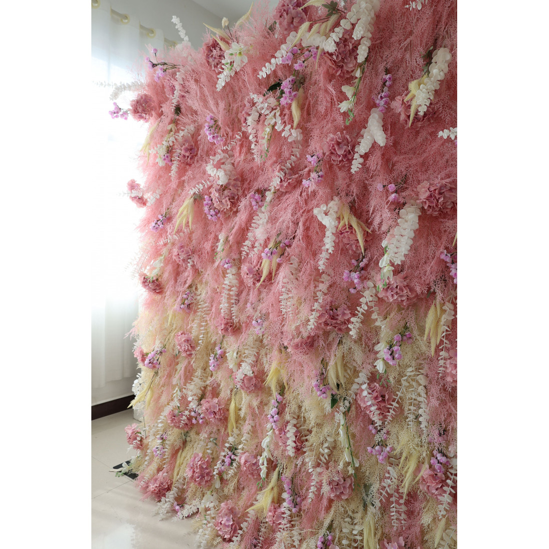 pink misty grass cloth flower wall fabric rollin up reed pampas grass ...