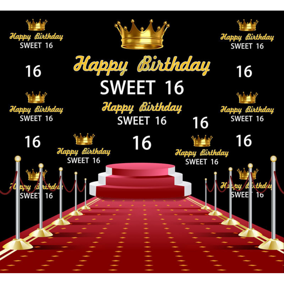 sweet 16 backdrop ideas sweet sixteen birthday photo backdrop crown red ...